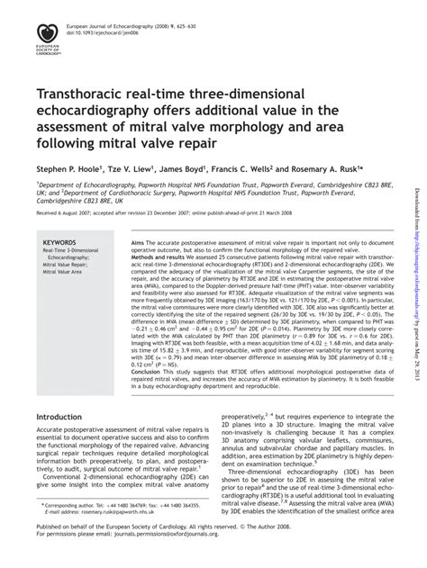 Pdf Transthoracic Real Time Three Dimensional Echocardiography Offers Additional Value In The