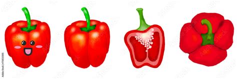 채소 일러스트 캐릭터 파프리카 Stock Illustration Adobe Stock