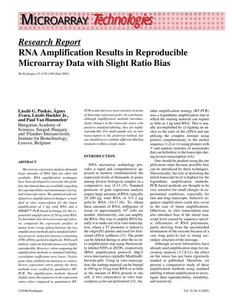 pdf rna amplification results in reproducible microarray data with