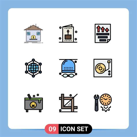 Universal Icon Symbols Group Of 9 Modern Filledline Flat Colors Of Web Data Party Analytics
