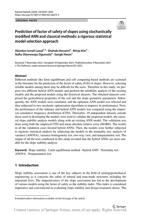 Prediction Of Factor Of Safety Of Slopes Using Stochastically Modified