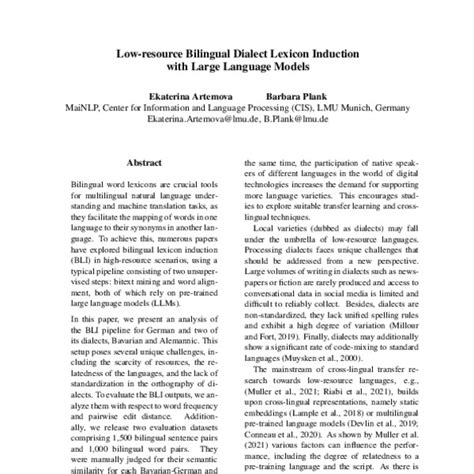 low resource bilingual dialect lexicon induction with large language models acl anthology