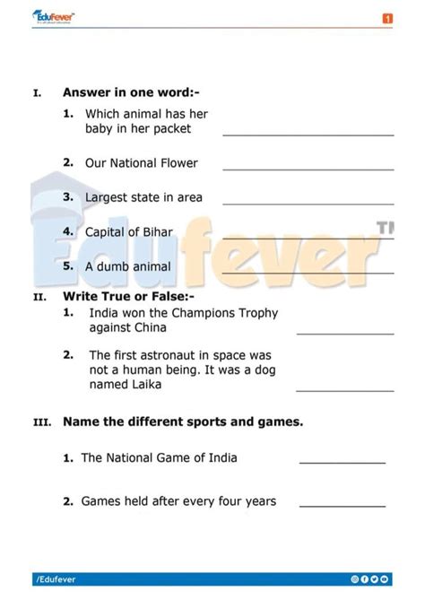 Download Cbse Class 4 Gk Revision Worksheet In Pdf General Knowledge