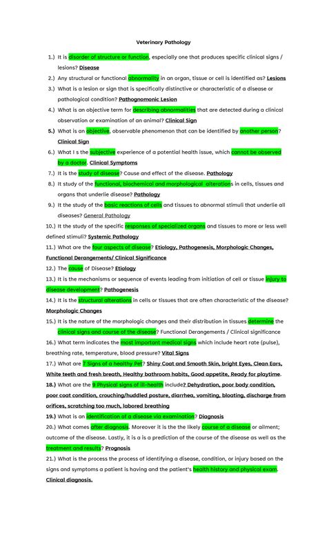 Veterinary Pathology It Is Disorder Of Structure Or Function Especially One That Produces