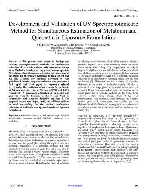 Development And Validation Of Uv Spectrophotometric Method For Simultaneous Estimation Of