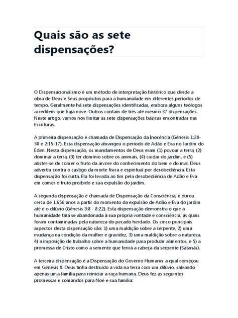 Quais São As Sete Dispensações Pdf