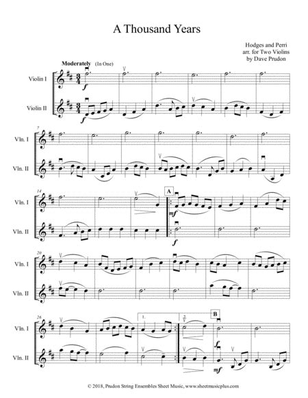 Violin Sheet Music For A Thousand Years