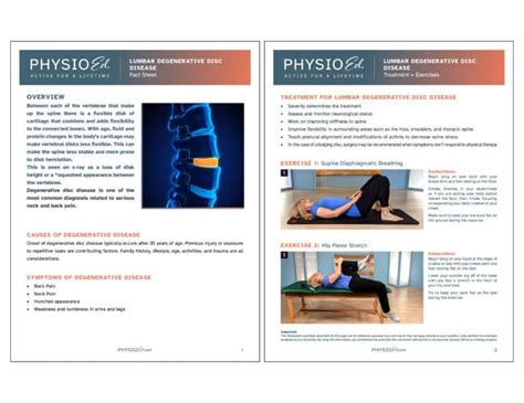 Printable Degenerative Disk Disease Exercises And Fact Sheet For The