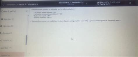 solved question 18 7 3 ﻿question 31hw score 60 15 ﻿of 25