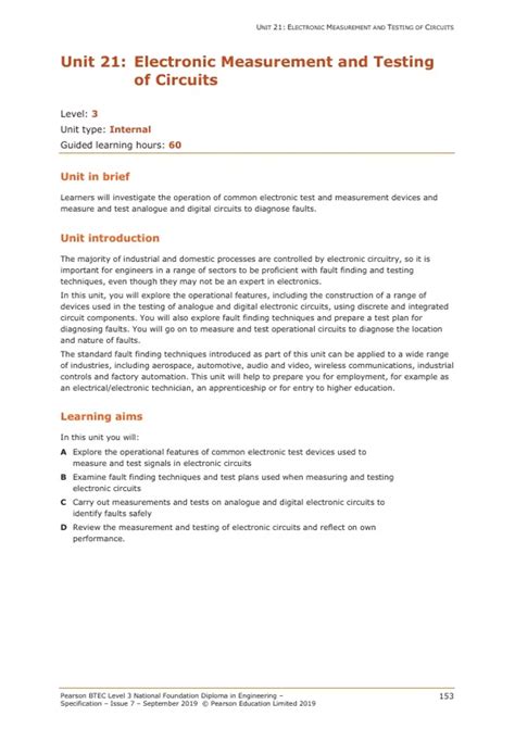 Summary Unit 21 Electronic Measurement And Testing Of Circuits Unit