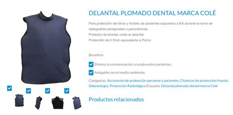 Chaleco Plomado Dental Marca Colé Cole