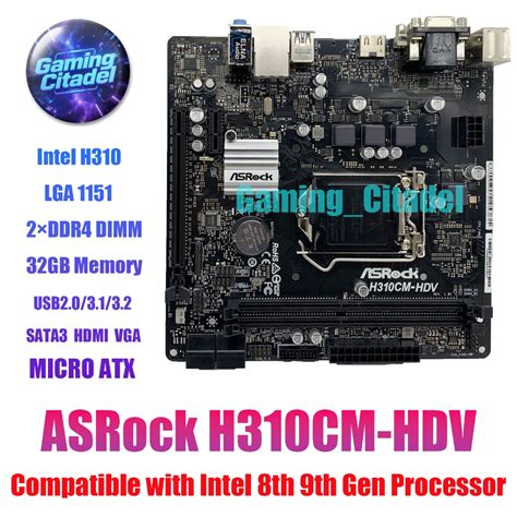 Used Asrock H310cm Hdv Motherboard Matx Ddr4 Lga 1151 Compatible With Intel 8th 9th Gen