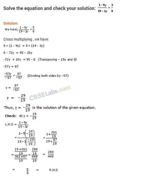 Linear Equations In One Variable Class 8 Extra Questions Maths Chapter