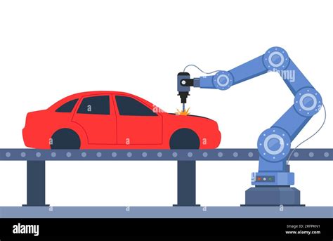 Process Of Automated Car Production Wehicle Parts On The Machinery