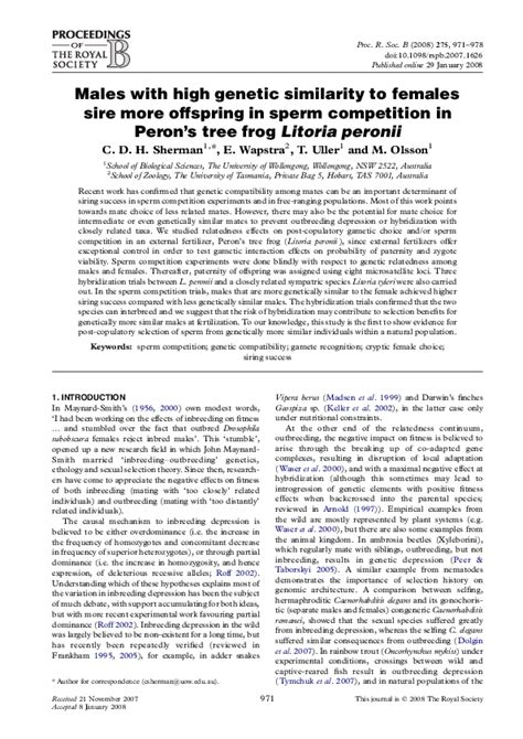 Pdf Males With High Genetic Similarity To Females Sire More Offspring