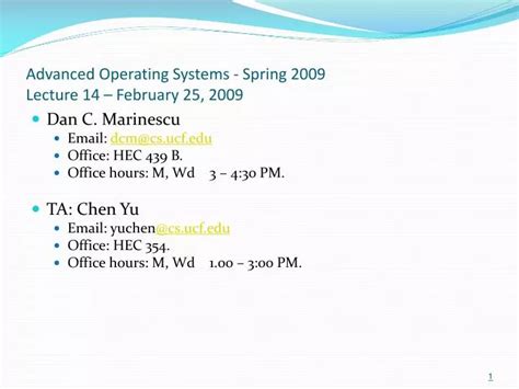 Ppt Advanced Operating Systems Spring 2009 Lecture 14 February 25