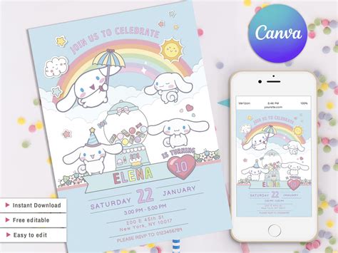 Cinnamoroll Invitation Template Free Best Templates Resources