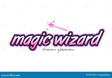 Magic Wizard Word Text Logo Icon Design Concept Idea Stock Vector
