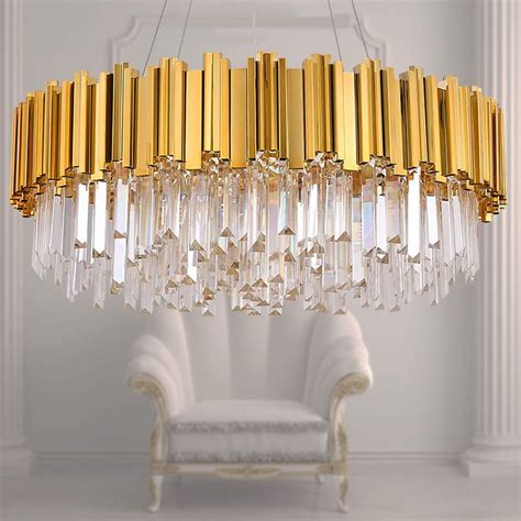 MEELIGHTING Raindrop Gold Plated Modern Crystal Chandelier Lights ...