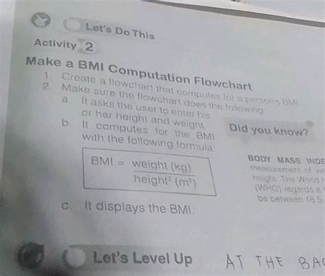 Activity 2 Make A BMI Computation Flowchart 1 StudyX
