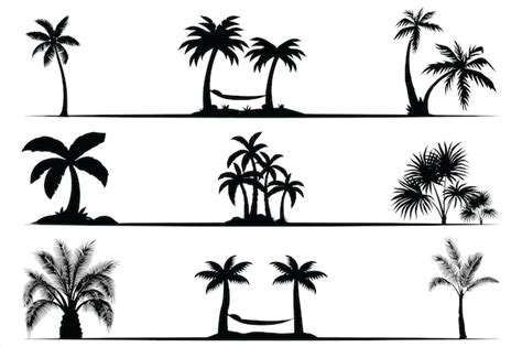 Premium Vector Black Palm Trees Set Palm Silhouettes Collection