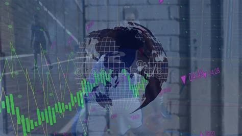 Animation Of Financial Data Processing And Globe Over Diverse