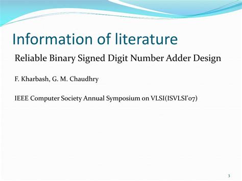 Ppt Reliable Binary Signed Digit Number Adder Design Powerpoint Presentation Id2947727