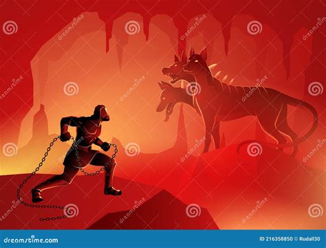 Heracles And Cerberus Stock Vector Illustration Of Character 216358850