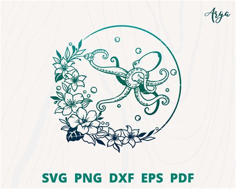 Flower Octopus Svg Octopus Svg Squid Svg Tentacles Svg Etsy