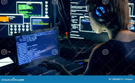 Girl Types On A Laptop Hacking System Cyber Crime And Hacking Concept Stock Footage Video
