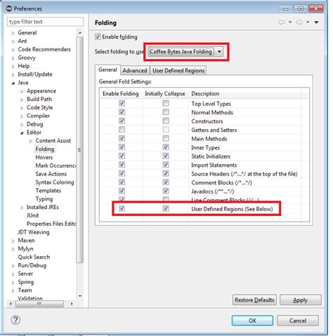 Java Equivalent To Region In C Stack Overflow