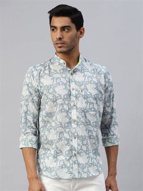 Buy Men Grey And White Floral Printed Casual Shirt Online In India Etsy