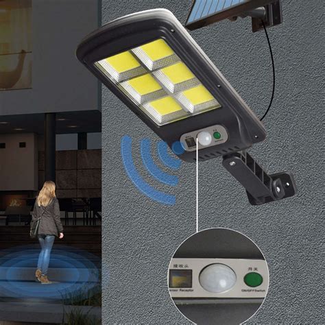 Lampa solarna 120 LED COB z panelem zewnętrznym z czujnikiem ruchu i zmierzchu PIR Pilot