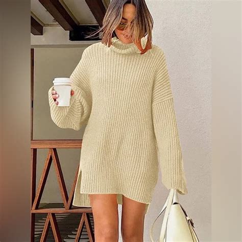 Lillusory Dresses Lillusory Womens Turtleneck Oversized Sweater