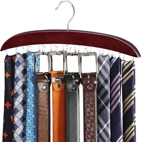 belt hanger organizer upgraded tie and belt organizer 20 hooks wooden