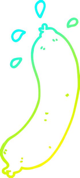 Dessin Au Trait Dégradé Froid Dune Saucisse De Dessin Animé Vecteurs