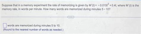 solved suppose that in a memory experiment the rate of