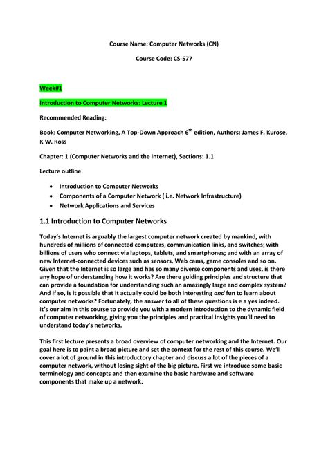 CN WK 1 Lec 1 2 This Is Lecture One Course Name Computer Networks