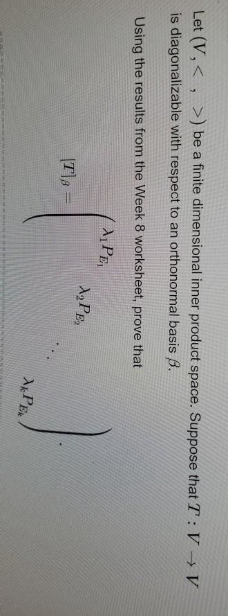 Let V Be A Finite Dimensional Inner Product Chegg Com