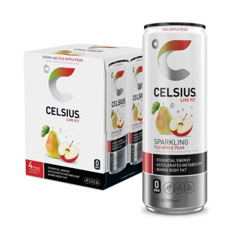 CELSIUS Sparkling Fuji Apple Pear Energy Drink Multipack Cans 4 Pk