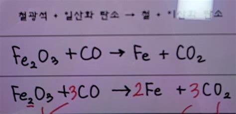 철광석 일산화탄소 화학반응식 지식in