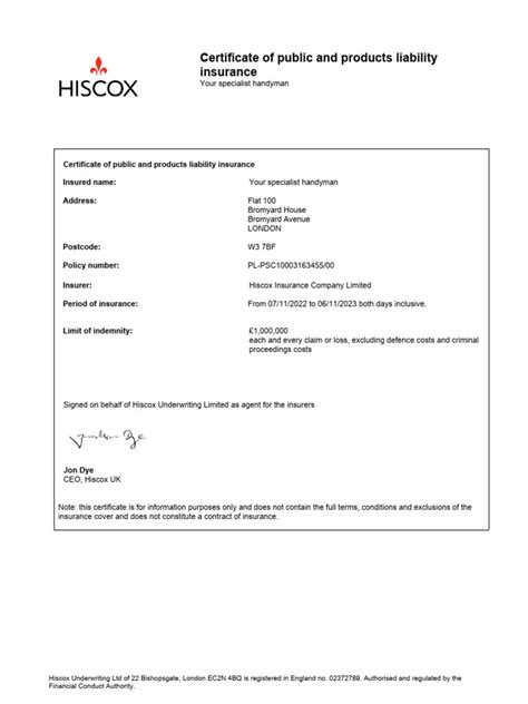 Public Liability Insurance Certificate Pdf
