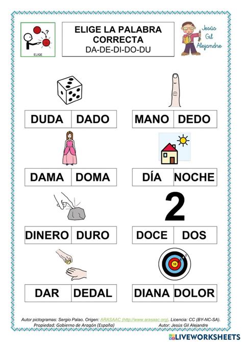Elige la palabra correcta CON da de di do du MAYÚSCULAS 1 worksheet
