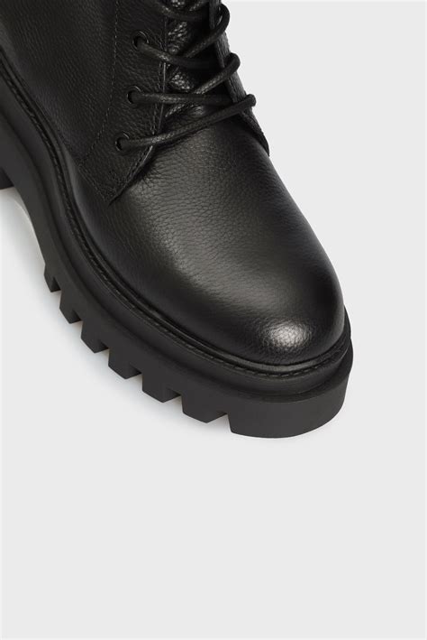 Женские черные кожаные ботинки FLATFORM Calvin Klein Jeans YW0YW00843 ...