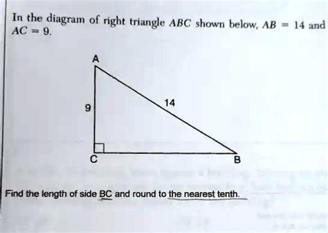 SOLVED: In the diagram of right triangle ABC shown below, AB AC 14 and ...