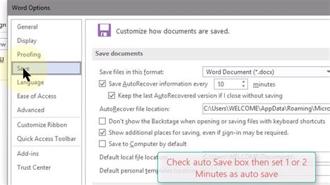 How To Auto Save In Ms Word Youtube