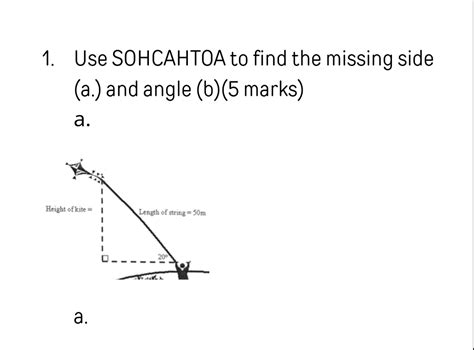 Solved Use Sohcahtoa To Find The Missing Sidea ﻿and Angle
