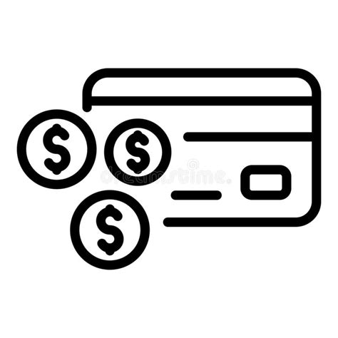 Credit Card And Coins Icon Outline Style Stock Vector Illustration