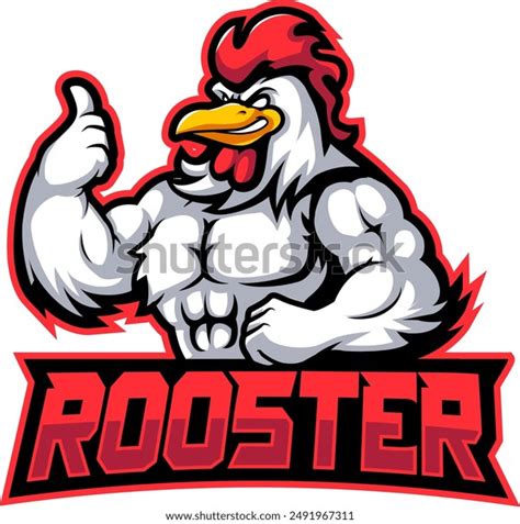 Rooster Muscle Arm Fighting Sports Mascot Stock Vector Royalty Free