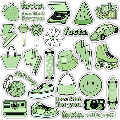Stickers Aesthetic Stickers Green Sticker Preppy Stickers